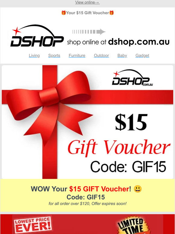 dshop: 🎉 Congratulations —! Here is your $15 Voucher!😃😎 | Milled