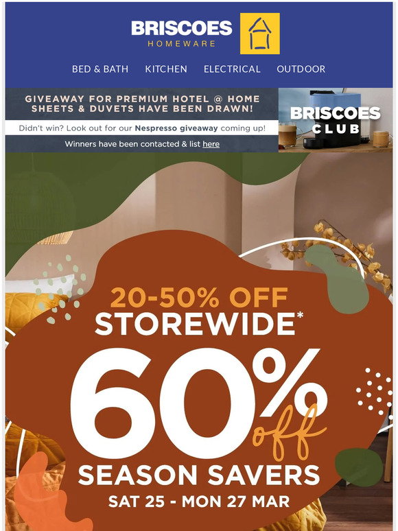 Briscoes: 20-50% off storewide! Mid-season savings start now | Milled