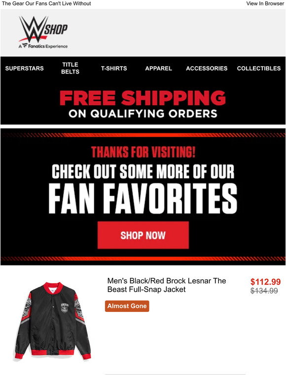 WWE: Thanks For Visiting! Discover More Gear You'll love | Milled