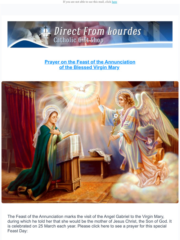 Catholic Gift Shop: Prayer on the Feast of the Annunciation of the ...