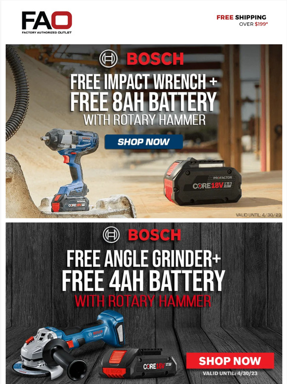 Factory Authorized Outlet: FREE Bosch Tools & Battery! | Milled