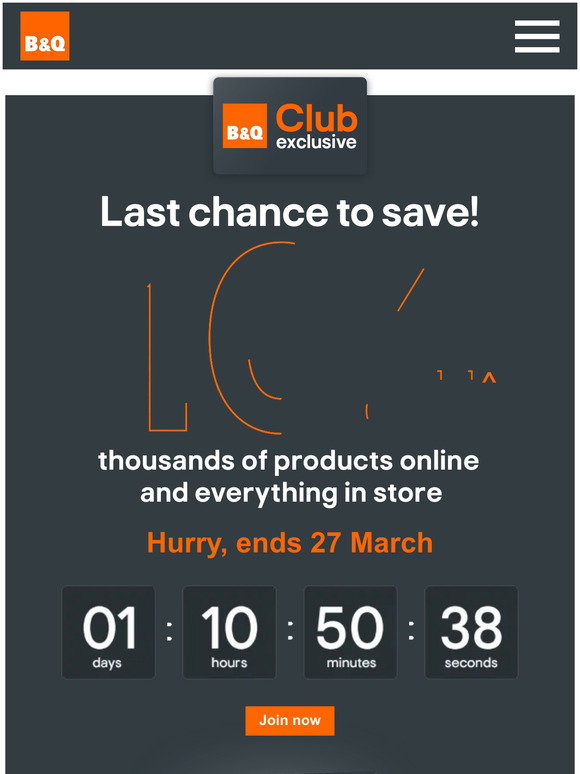 B&Q: Hurry, join B&Q Club and get 10% off today | Milled