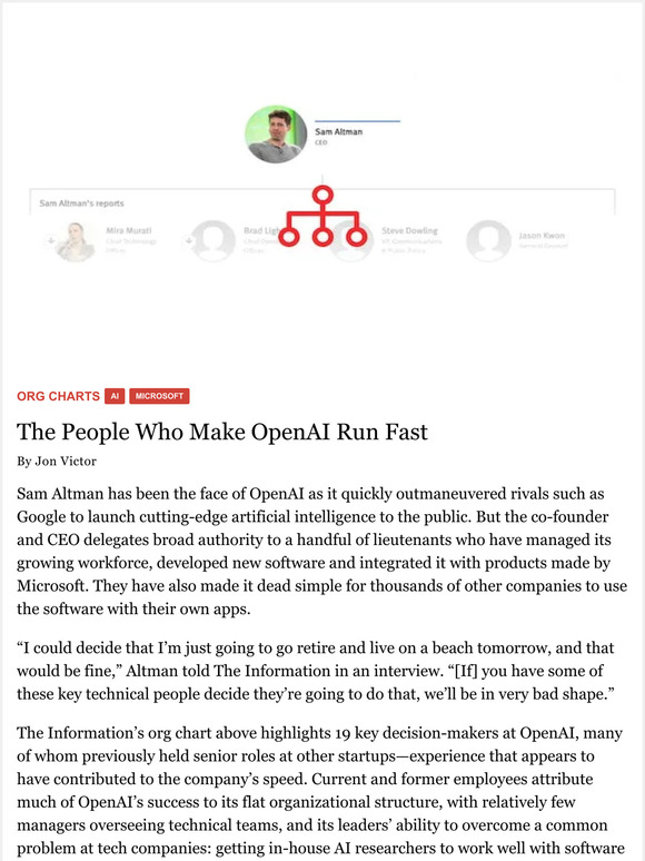 The Information: Org Chart: OpenAI Lieutenants Who Make the Startup Run ...