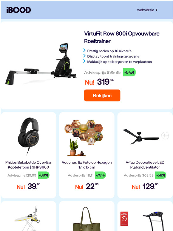 iBOOD: VirtuFit Row 600i Opvouwbare Roeitrainer -54% | Philips ...