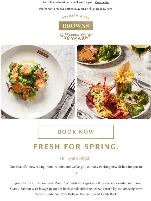 Browns: Introducing our new spring menu 🌼 | Milled