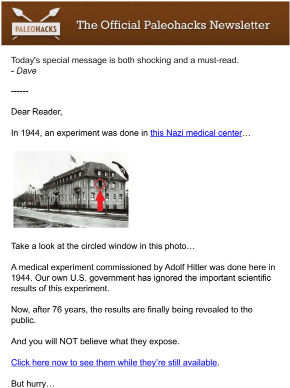 PaleoHacks: In 1944, an experiment was done in this Nazi medical center ...