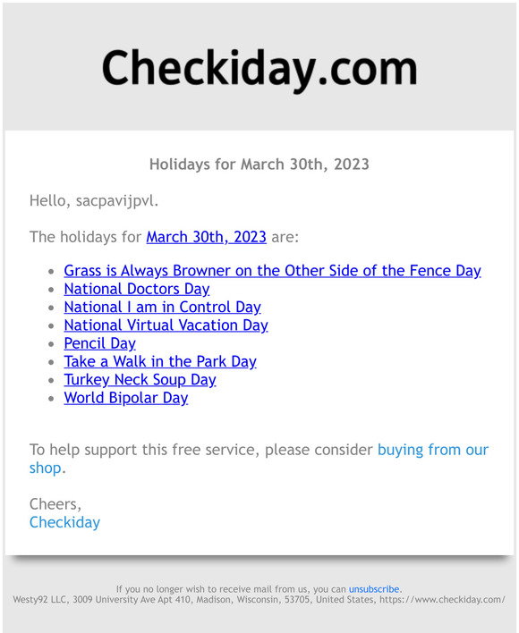 Checkiday: Holidays for March 30th, 2023! 📅🎉 | Milled