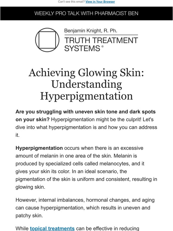 Truth Treatments: Weekly Pro Talk: Understanding Hyperpigmentation | Milled