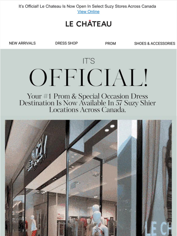 Le Château: It’s Official! Le Chateau Is Now Open In Select Suzy Stores ...