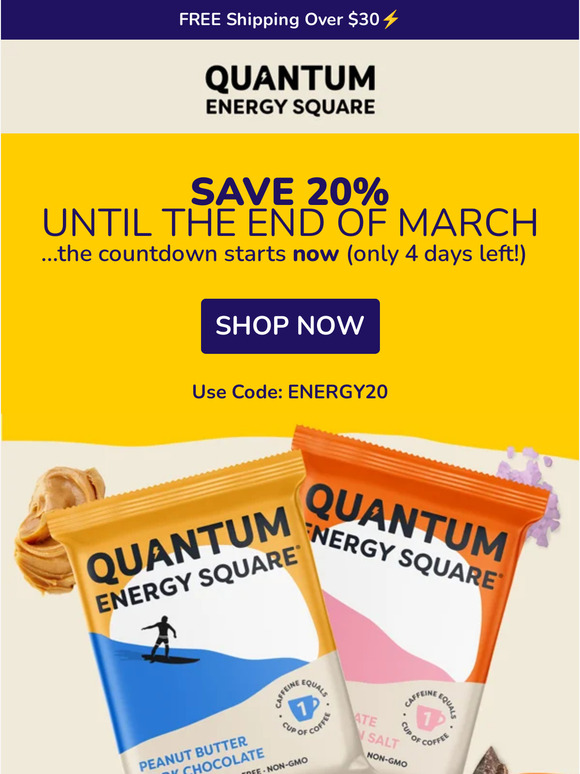 Quantum Energy Squares: 20% Off Nutrition Month Sale | Milled