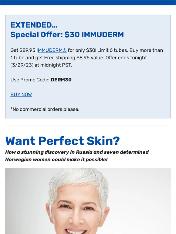 Immunocorp: $30 IMMUDERM®—EXTENDED! | Milled