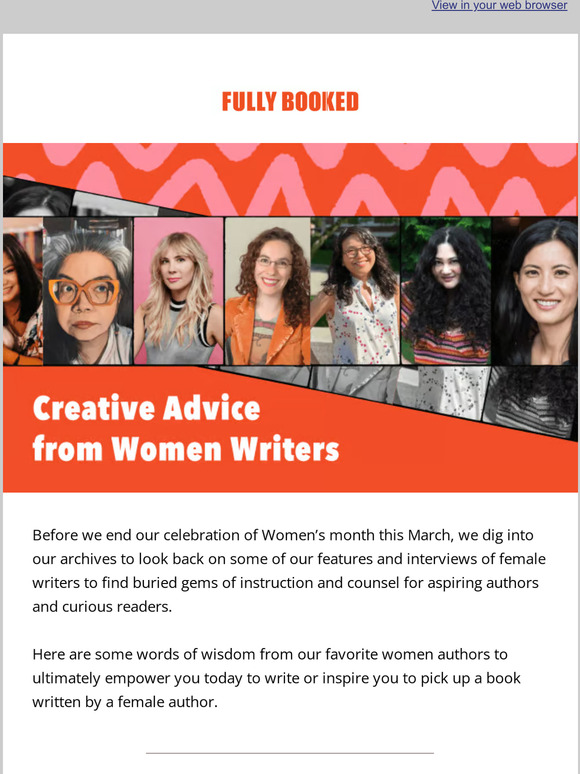 Fully Booked: Creative Advice from Your Favorite Female Authors | Milled