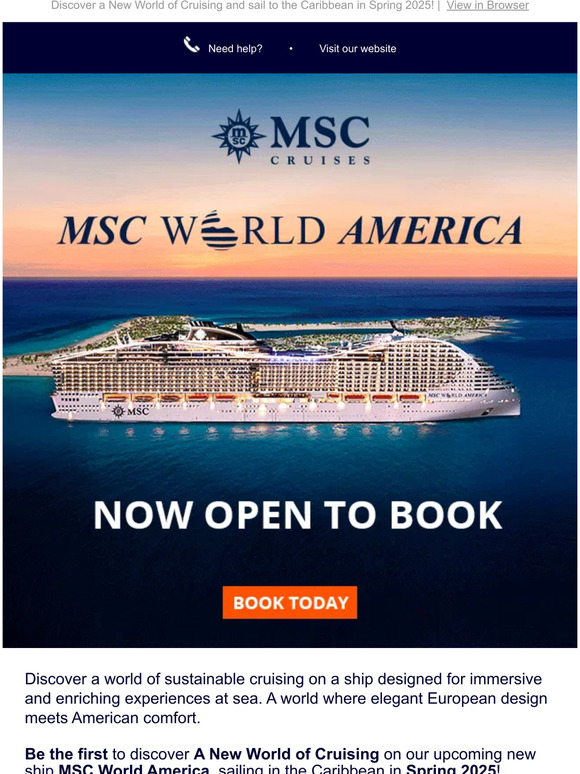 MSC Cruises: —, our upcoming new ship MSC World America is now open to book! | Milled