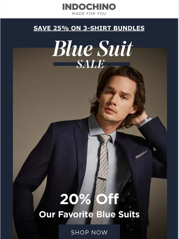 Indochino: The Blue Suit Sale - Save 20% on our best blue suits | Milled