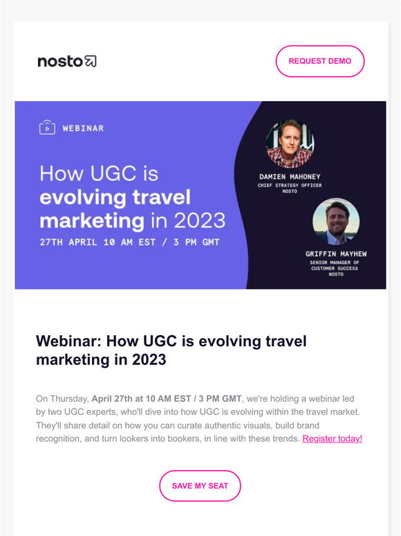 Nosto: New content on UGC travel trends in 2023, a live UGC demo, plus ...