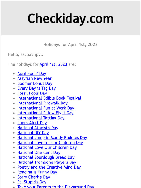 Checkiday: Holidays for April 1st, 2023! 📅🎉 | Milled