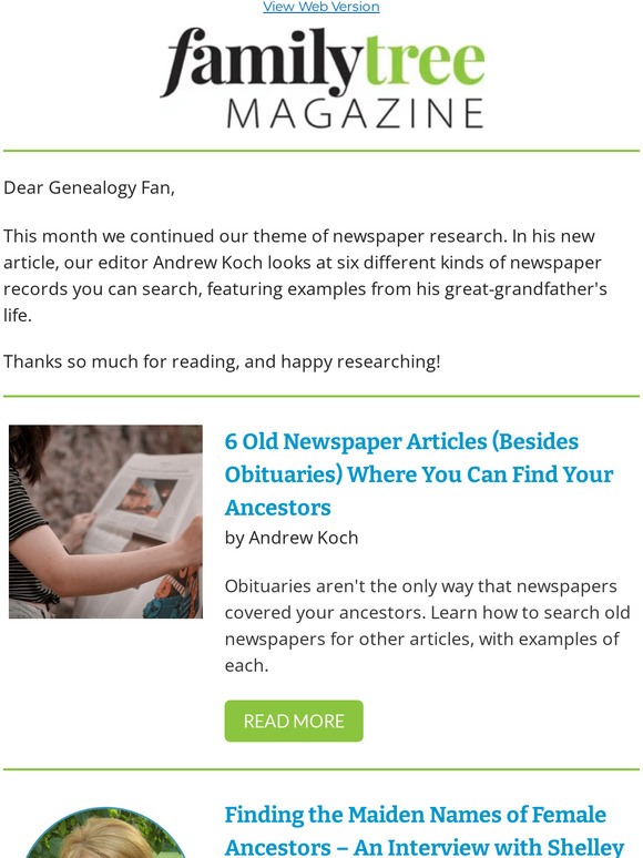 Family Tree Magazine: Your Monthly Article Digest | Milled