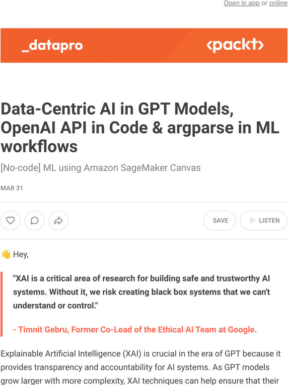 Packt Data Centric Ai In Gpt Models Openai Api In Code And Argparse In Ml Workflows Milled