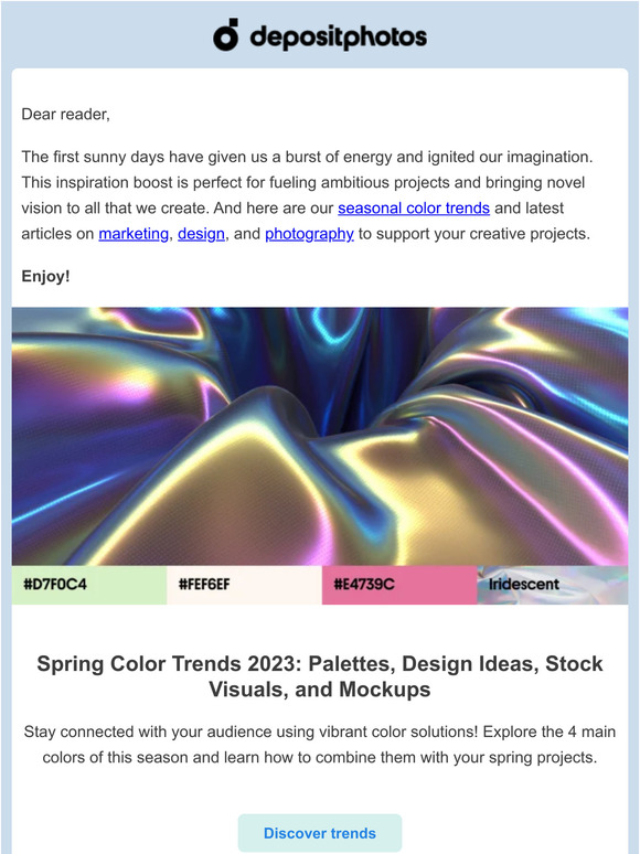 DepositPhotos: Spring color trends 2023 and best March articles! | Milled