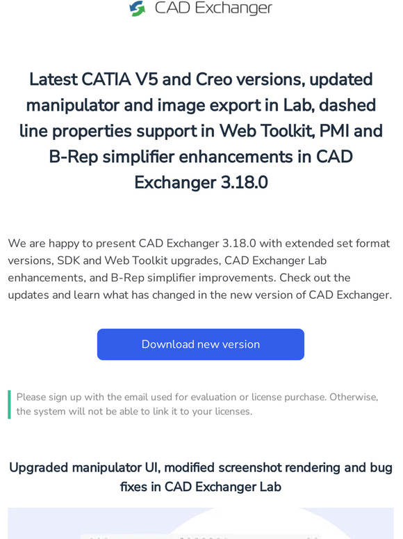 CADEX: Latest CATIA V5 and Creo versions, updated manipulator and image ...