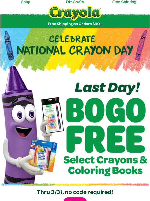 Crayola: Woo! Celebrate National 🖍️ Day | Milled