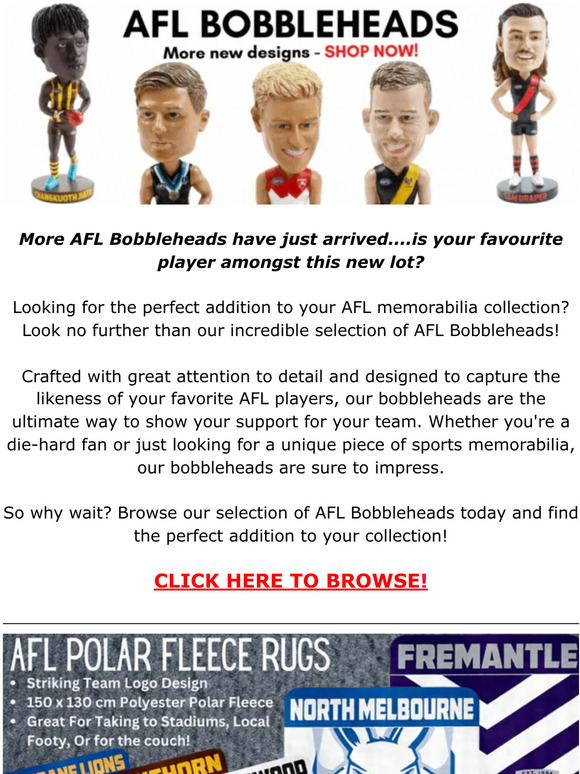AFL Footy Shop: New AFL Bobbleheads - more great designs! Check them ...