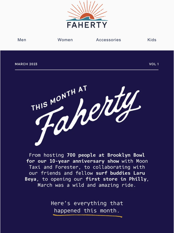 Faherty: Our Anniversary Show + More March Happenings | Milled