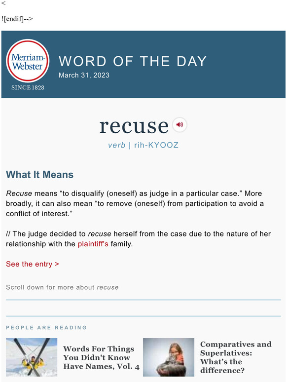 Merriam-Webster: Recuse - plus, Words For Things You Didn't Know Have ...