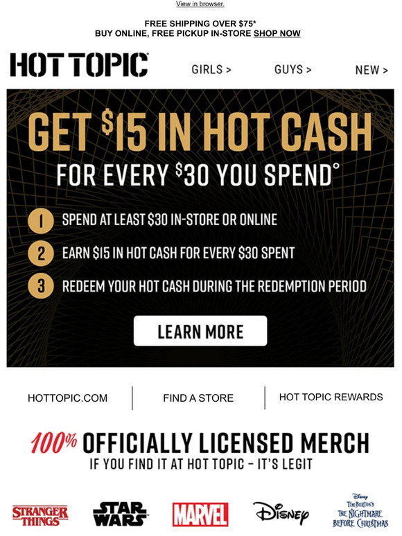 Hot Topic: 50% Off select styles, for 7 hours ONLY 🚦 Starts now 🚦 | Milled