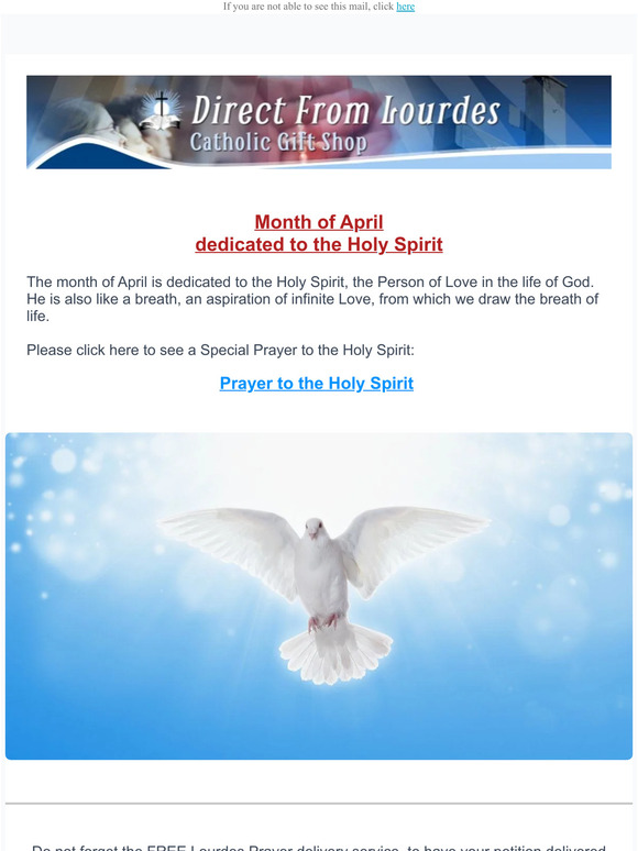 Catholic Gift Shop: This month's prayer - The Holy Spirit | Milled