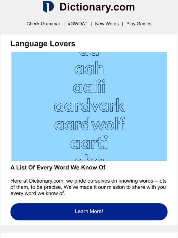 Dictionary.com: 👀 A List Of Every Word We Know...Because We Know Lots ...