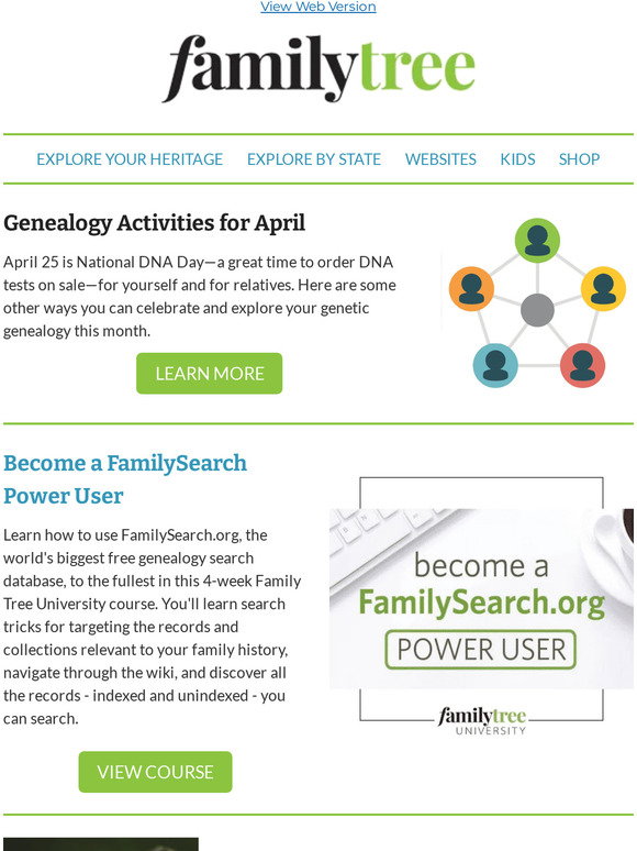 Family Tree Magazine: Genealogy Activities and Projects for April | Milled