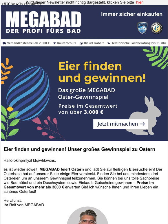 Megabad: Jetzt beim Oster-Gewinnspiel mitmachen und tolle Preise ...