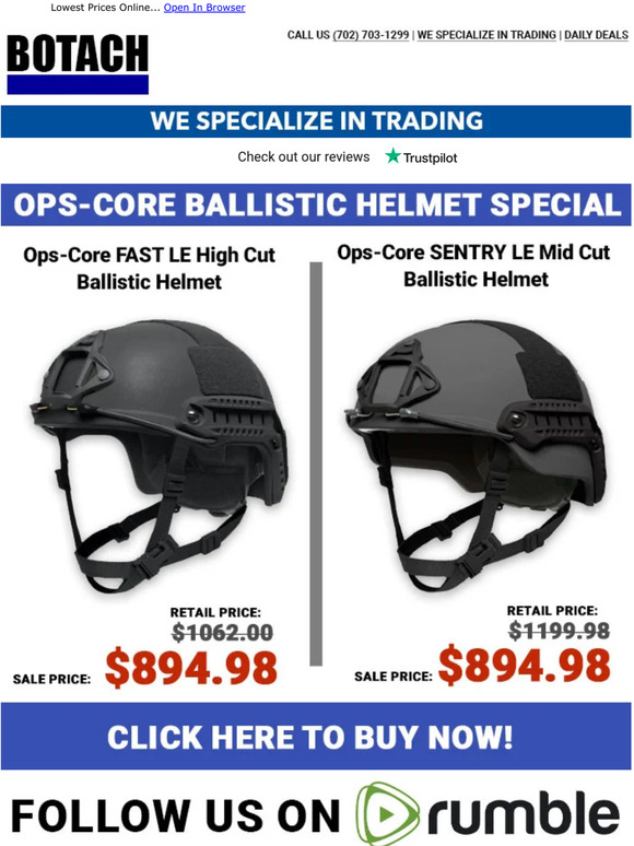 Botach Tactical: Ops-Core Ballistic Helmet Special | Milled
