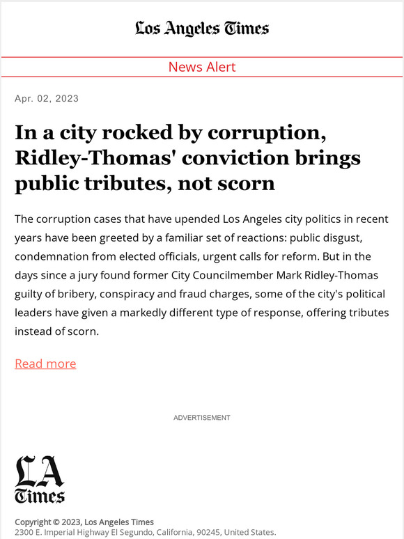 Los Angeles Times: In a city rocked by corruption, Ridley-Thomas ...