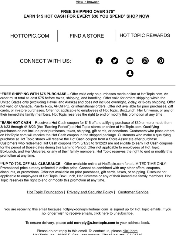 Hot Topic: LAST DAY for up to 70% Off ALL Clearance ⏰ Hurry! | Milled