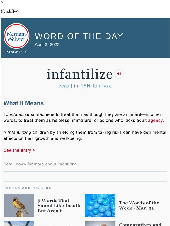 Merriam-Webster: Infantilize - plus, 9 Words That Sound Like Insults ...