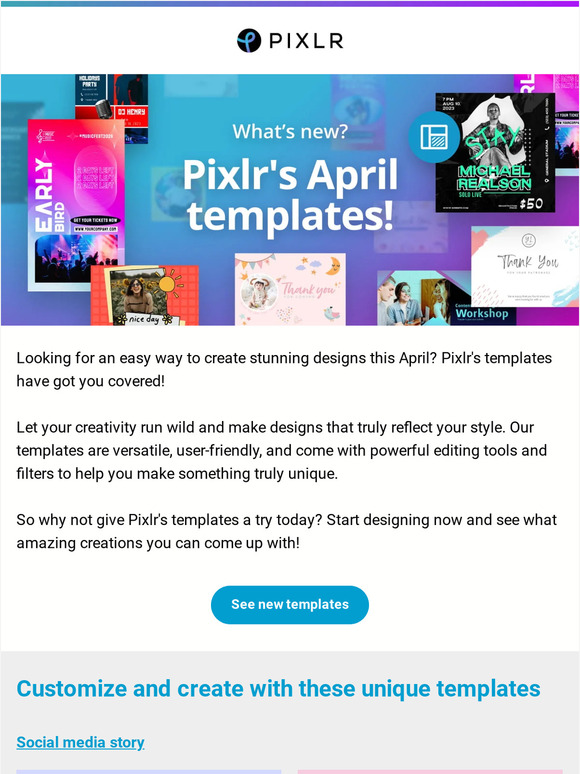 Pixlr: —, Get creative with Pixlr's templates this April! | Milled