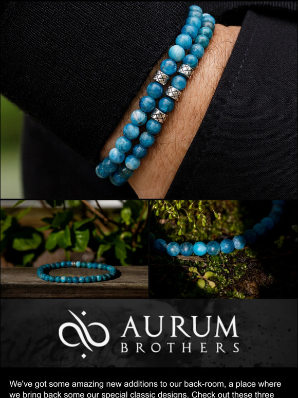 Aurum Brothers: Blue Apatite, Pink Rhodonite, & Green Malachite Bracelets | Milled