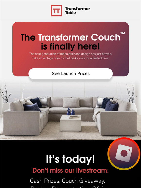 Transformer Table: Transformer Couch is officially here [LIVE STREAM ...