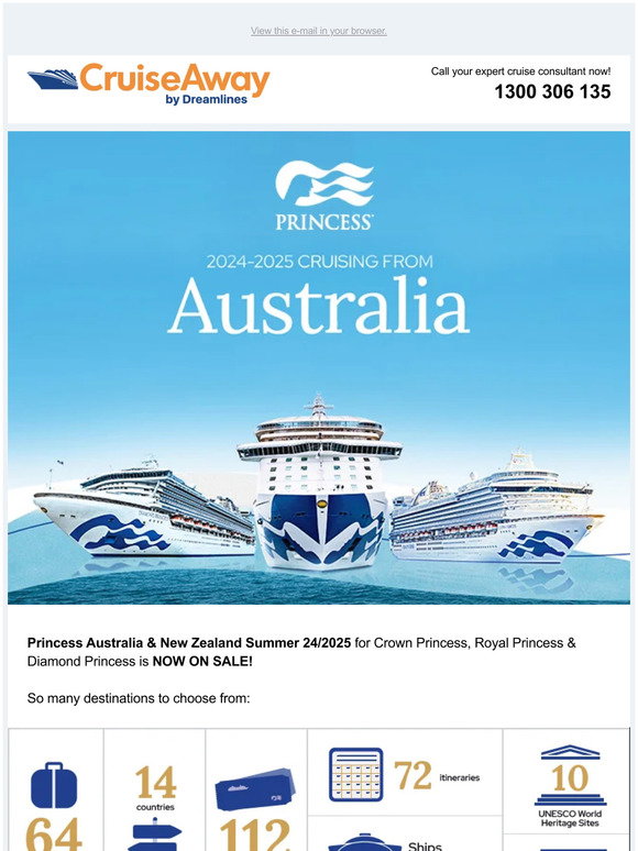 CruiseAway by Dreamlines Pty Ltd: Princess Summer Season 2024/2025 | Milled