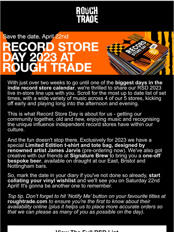 Rough Trade: Record Store Day 2023: Live line ups announced, exclusive ...