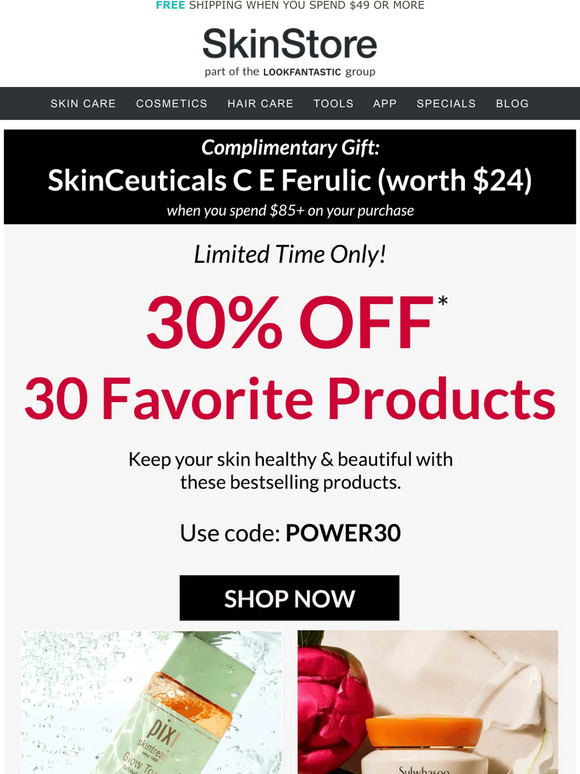 SkinStore: 30% Off 30 Favorite Products | Milled