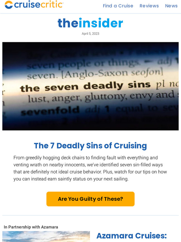 Cruise Critic: 7 Sins You Should Not Commit at Sea, Award Winning Value ...