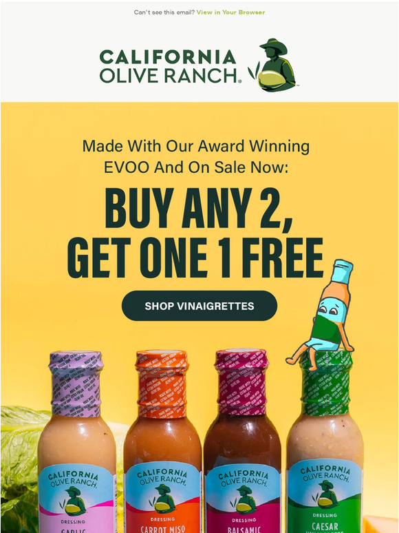 California Olive Ranch: Today Only – Buy 2 Dressings, Get 1 Free! 🥗 ...