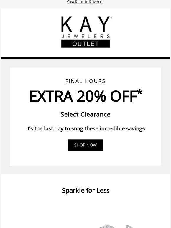 Kay Jewelers: Extra 20% off select clearance savings will be gone in a ...