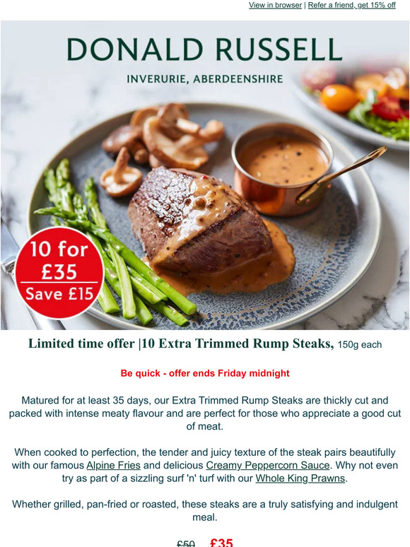 Donald Russell: 10 British Rump Steaks - £35💥👀 | Milled