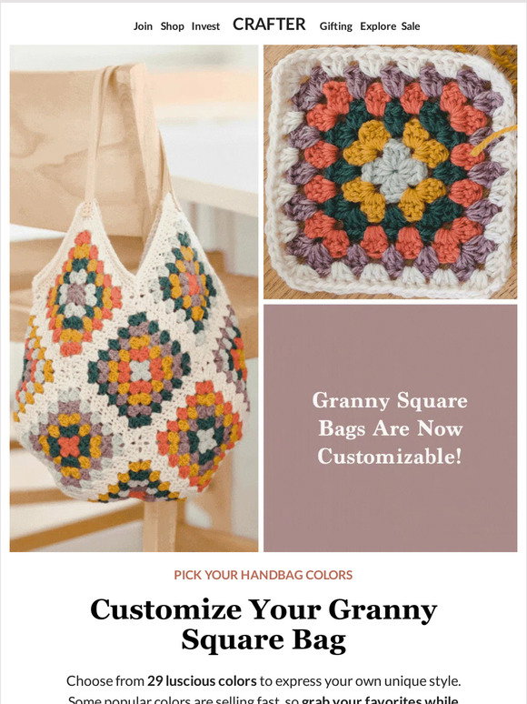 The Crafter's Box: Granny Square Bags are now CUSTOMIZABLE! | Milled