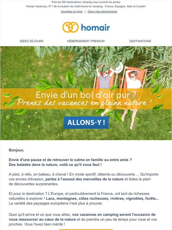 Homair Camping- und Familienurlaub: 🙏 Respirez ! Voici les bonnes idées ...