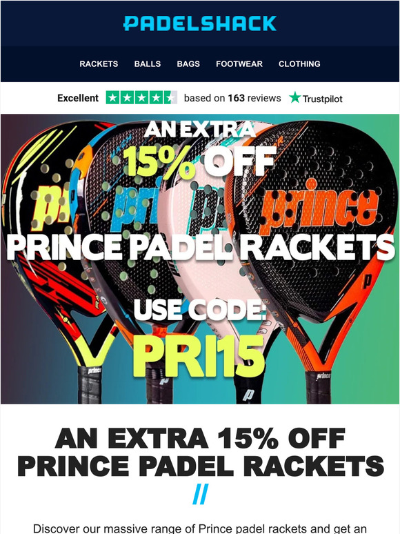 Stringers' World: An extra 15% off Prince Padel Rackets | Milled